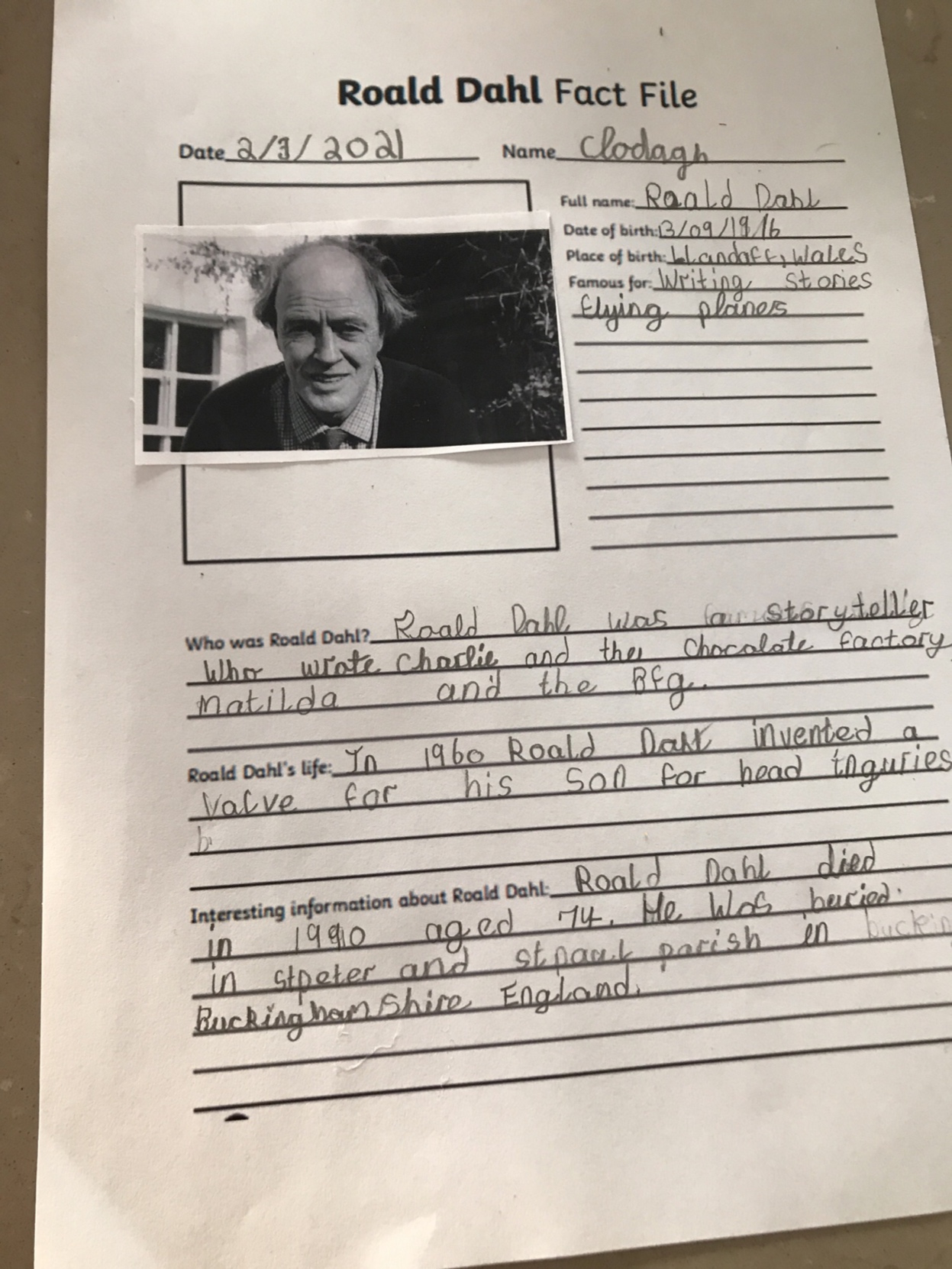 Book Week- Roald Dahl - Ennis National School